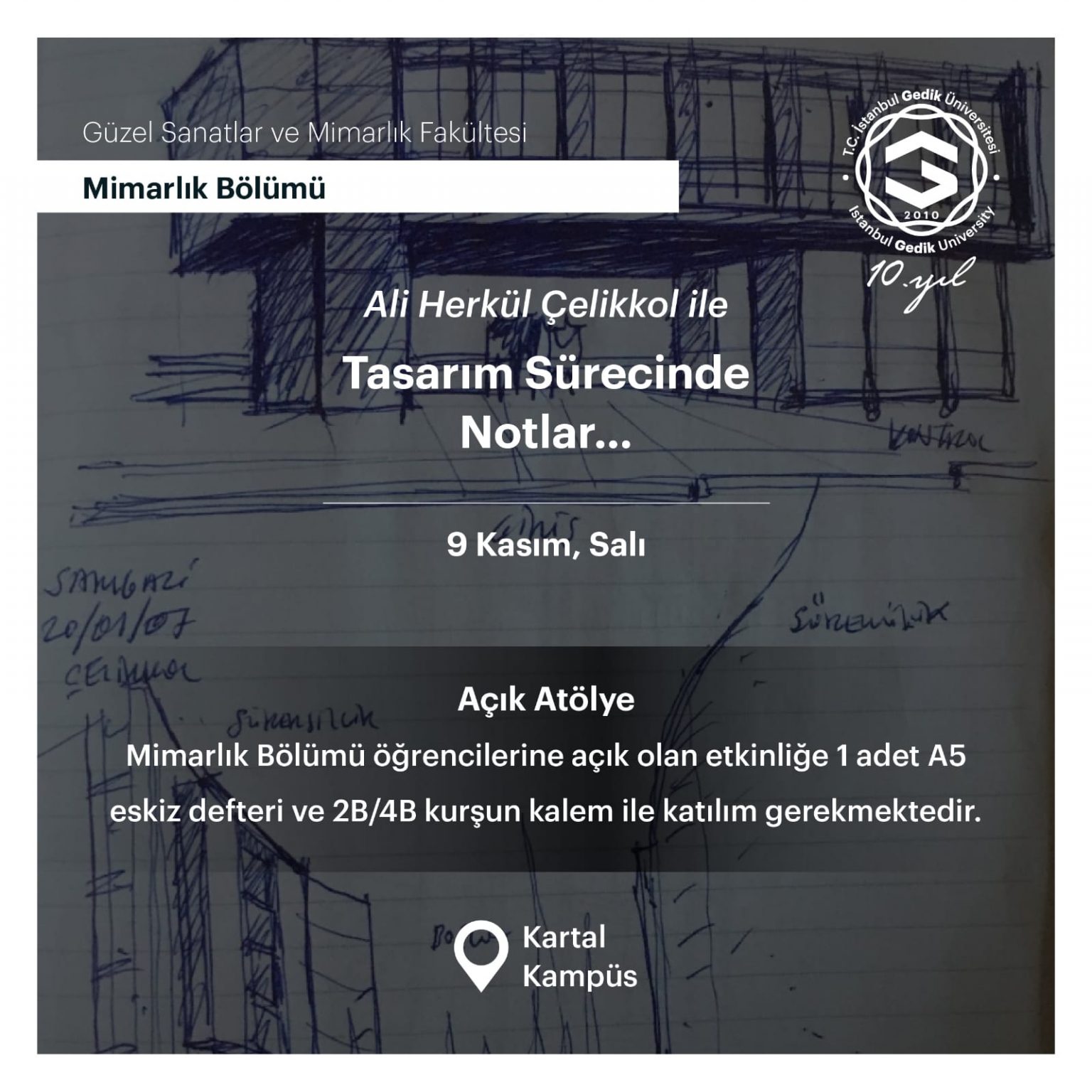 Mimarlık Bölümünün düzenlediği TASARIM SÜRECİNDE NOTLAR etkinliği ile ...